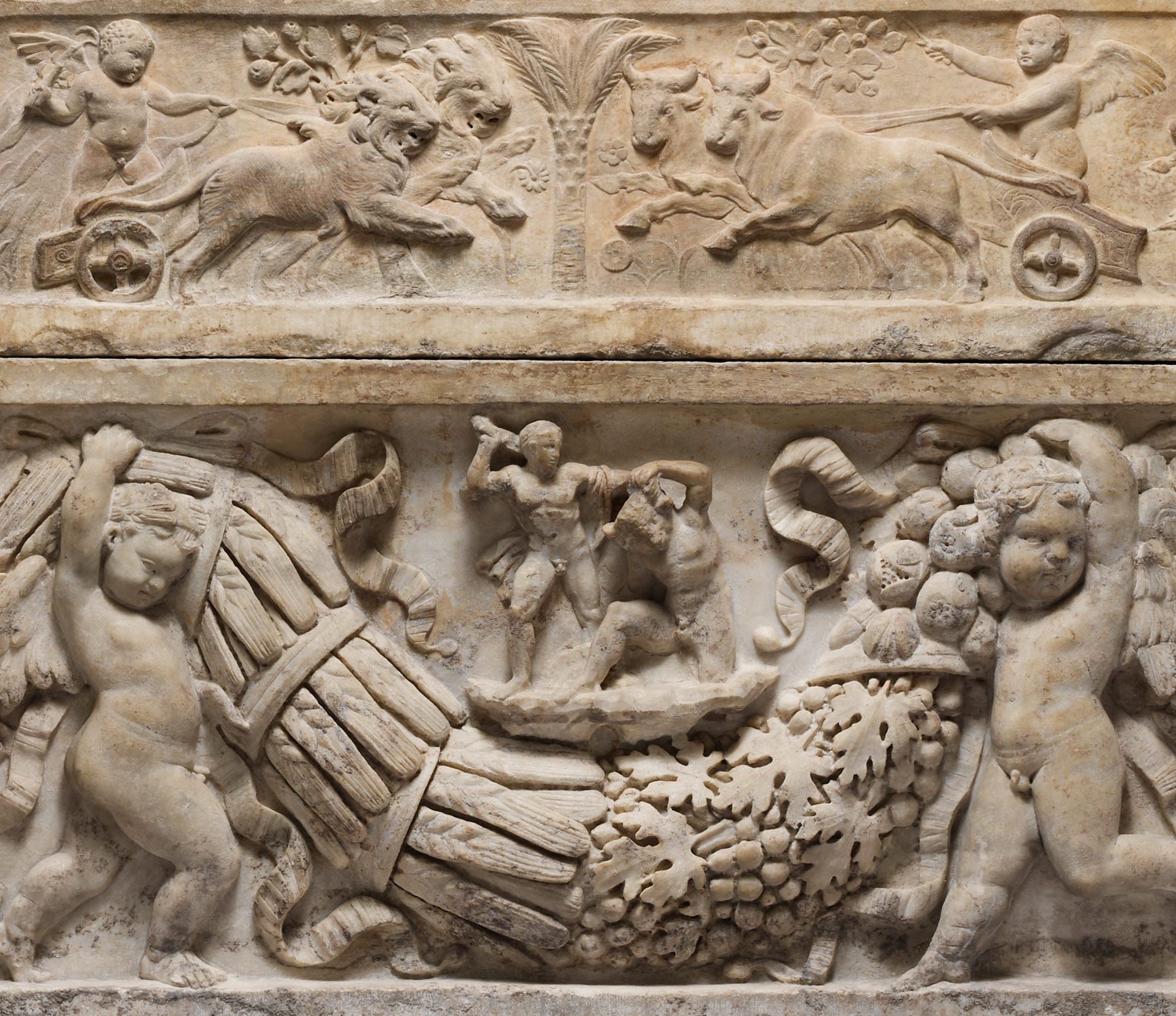 Marble Sarcophagus With Garlands And The Myth Of Theseus And Ariadne